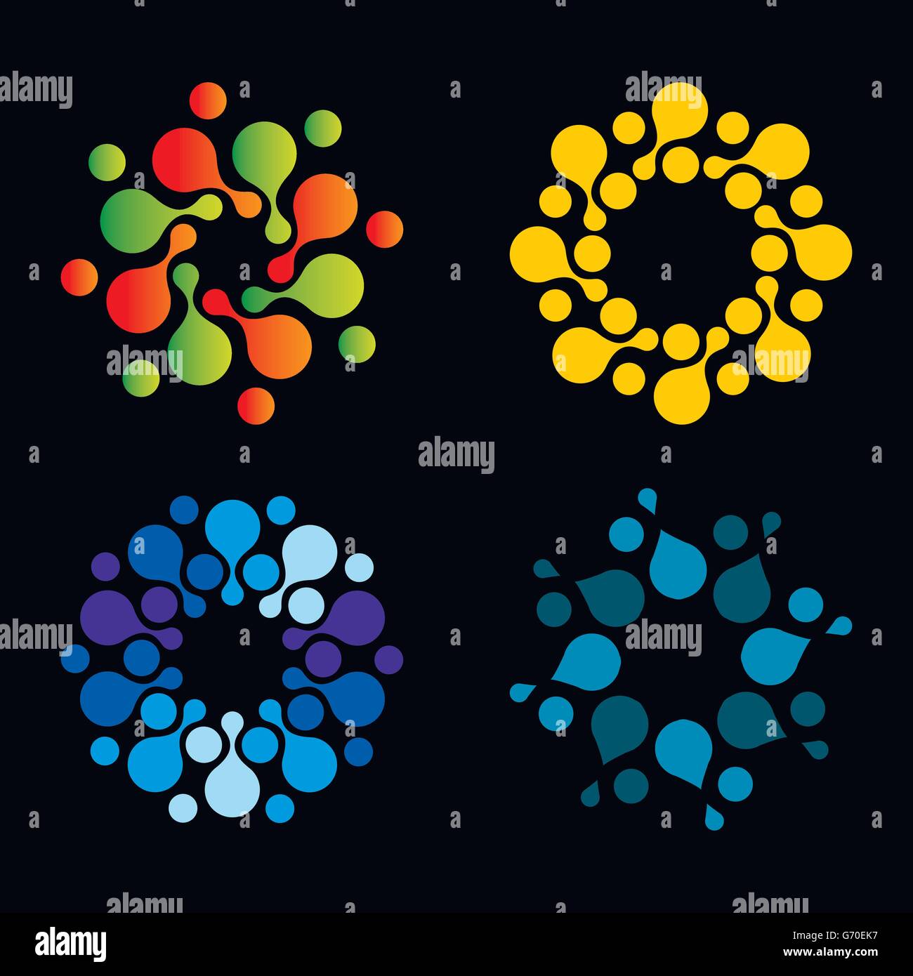 Vektor-isolierte Sonne-Logo-Design-Vorlage. Abstrakte Punkte Symbol ...