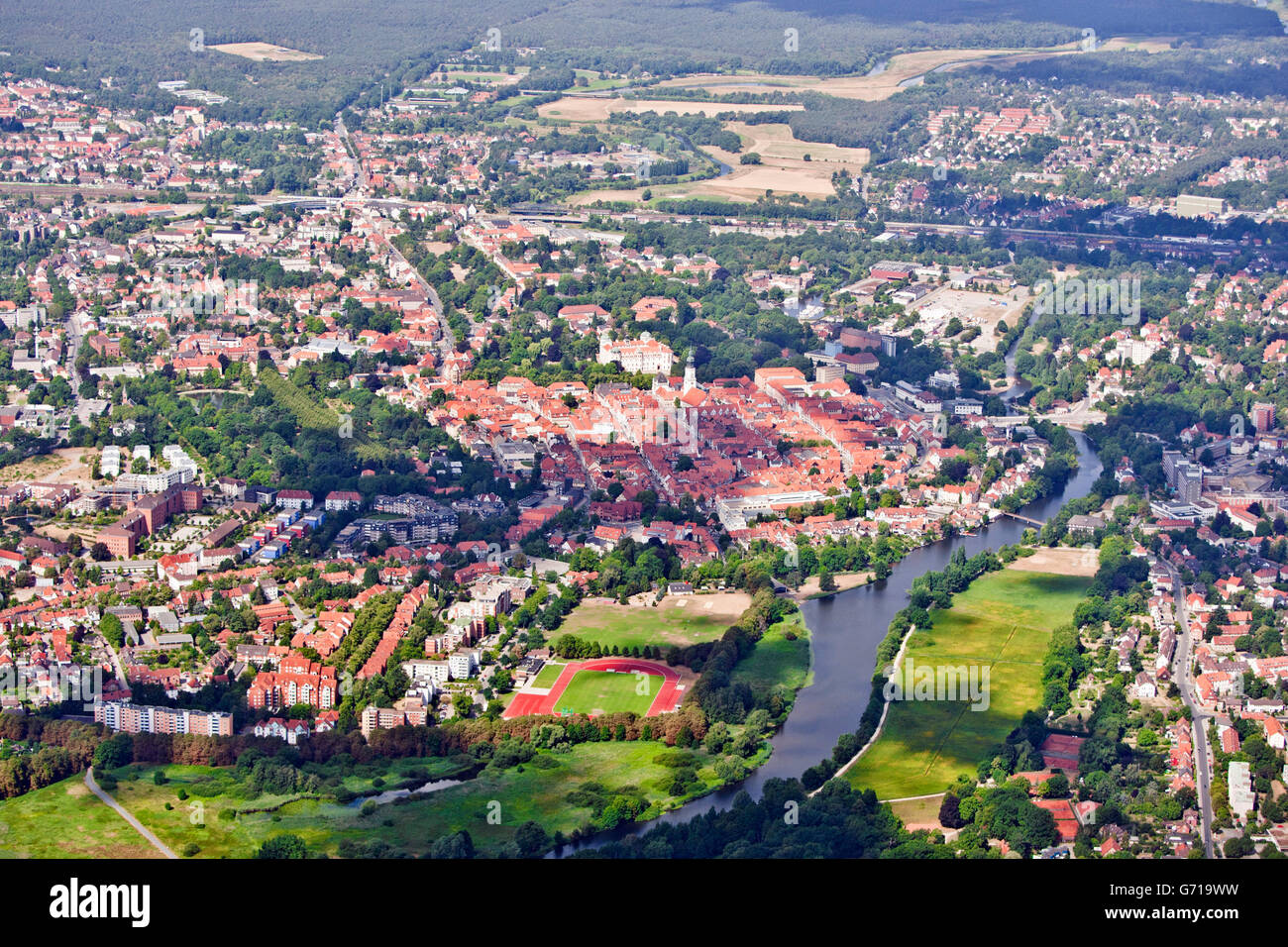 Aller Fluss, Celle, Niedersachsen, Deutschland Stockfotografie - Alamy