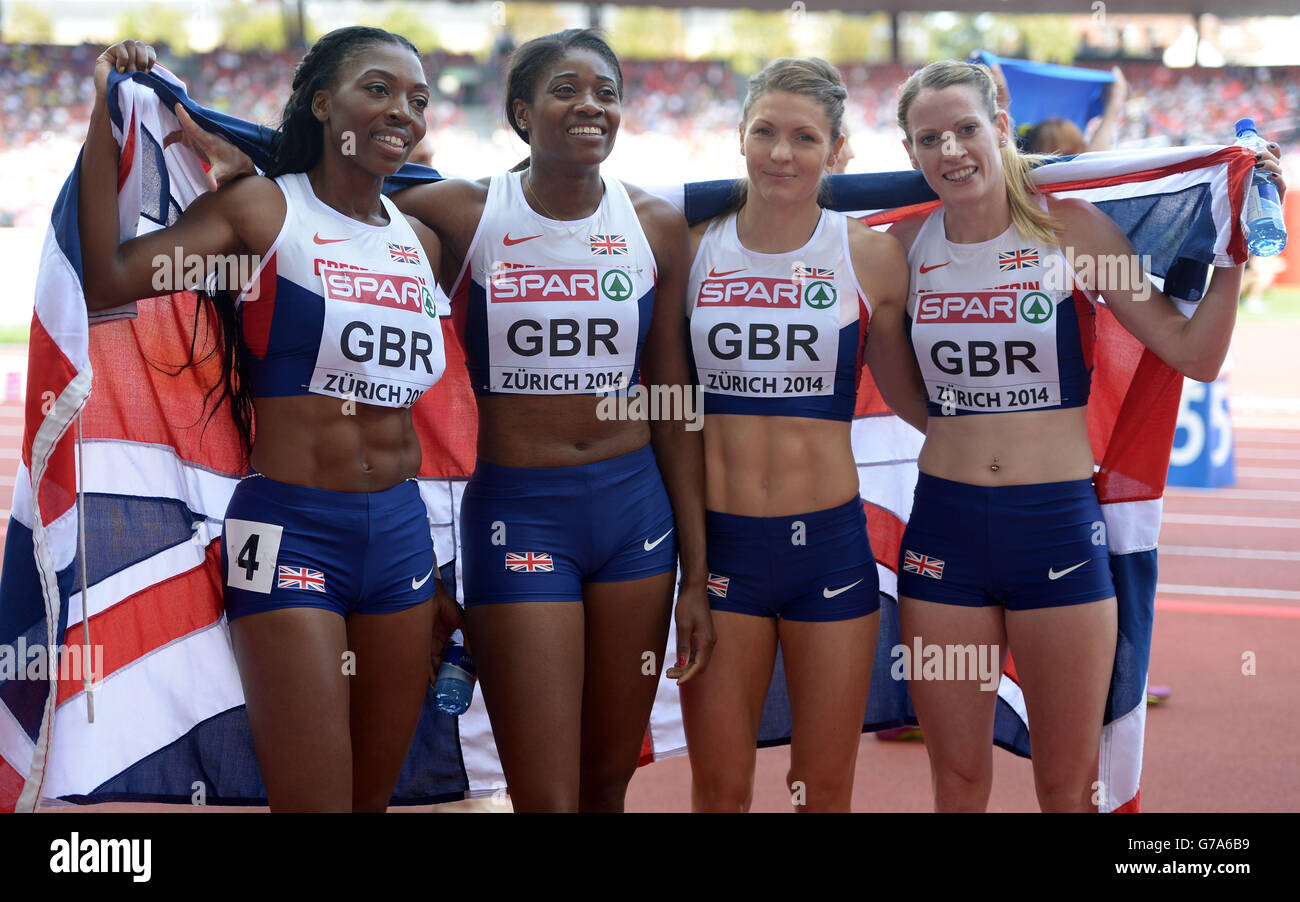 Die britische (links-rechts) Margaret Adeoye, Shana Cox, Kelly Massey ...