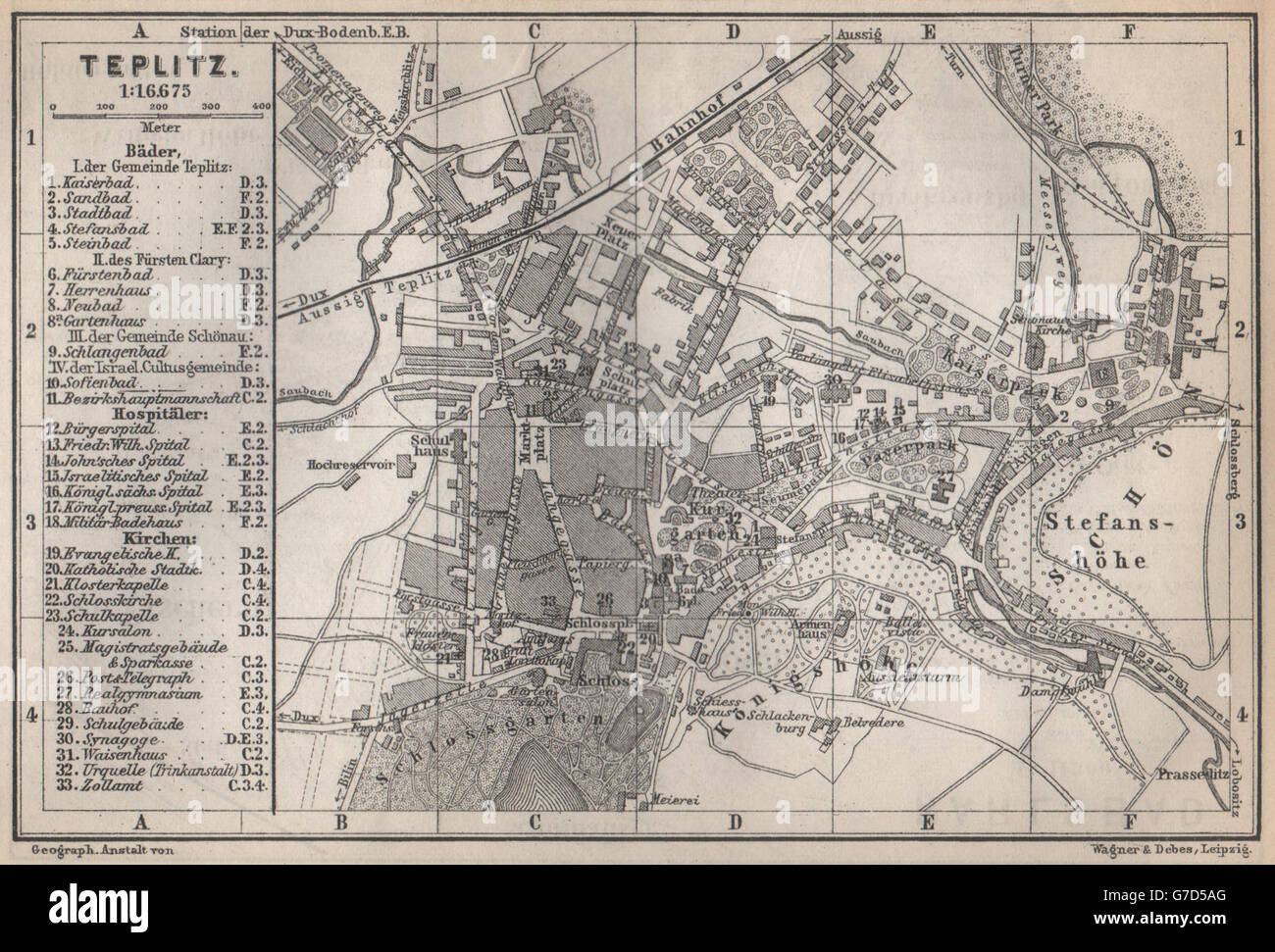 TEPLICE / Teplitz-Schönau Stadt plan Mesta. Tschechische Republik Mapa ...