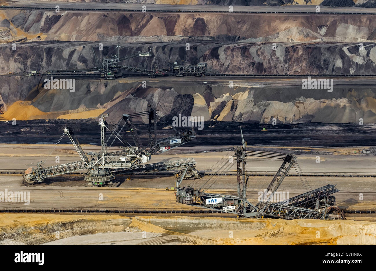 Luftaufnahme, Rheinbraun, Braunkohle Bagger, Braunkohle Bergbau ...