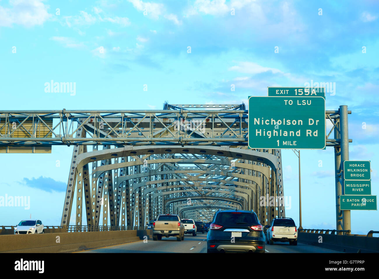 Horace Wilkinson Bridge in Mississippi River bei Baton Rouge Louisiana ...