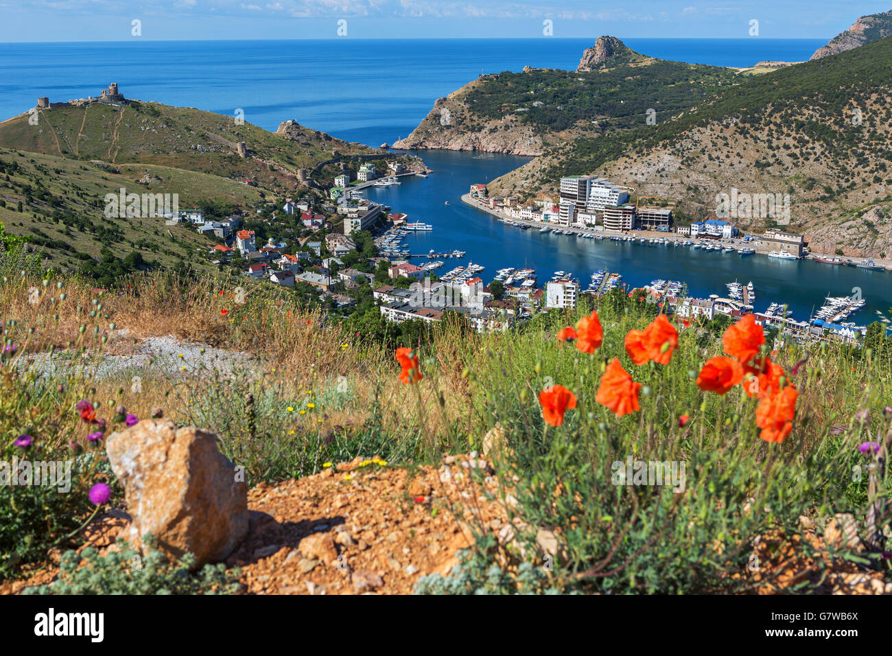 Balaklawa ist beliebter Krim Ferienort. Bucht ehemaliger u-Boot-Basis ...