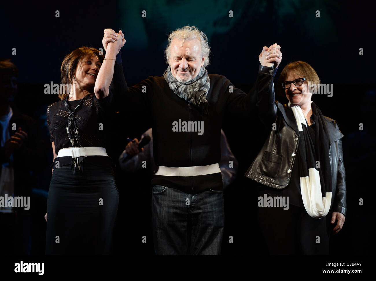 Frances Ruffle, Colm Wilkinson und Patti Lupone bei der Probe für die ...