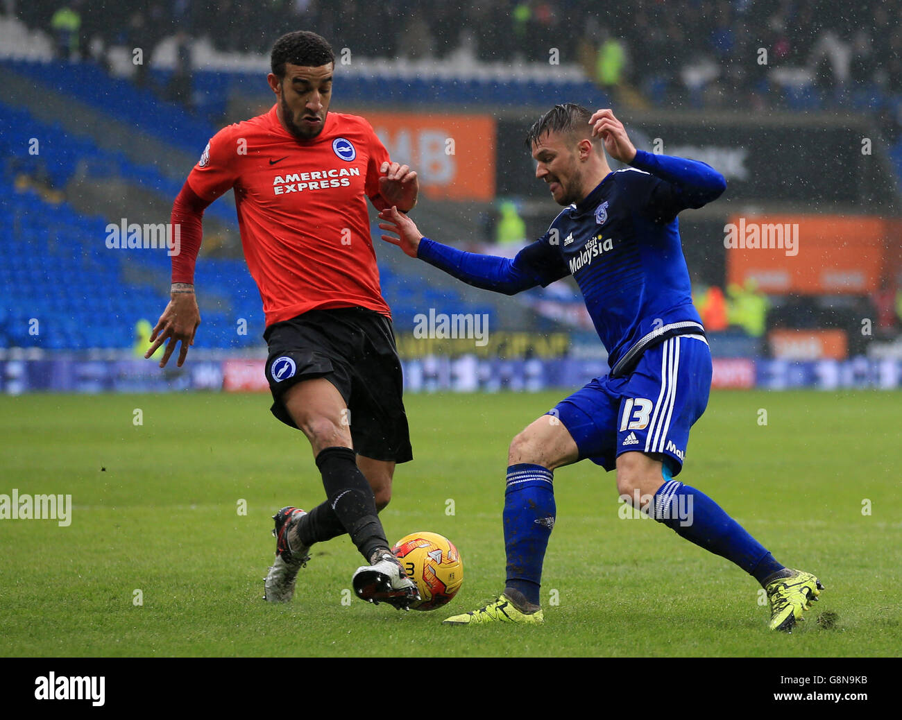 Anthony Pilkington von Cardiff City und Connor Goldson von Brighton ...