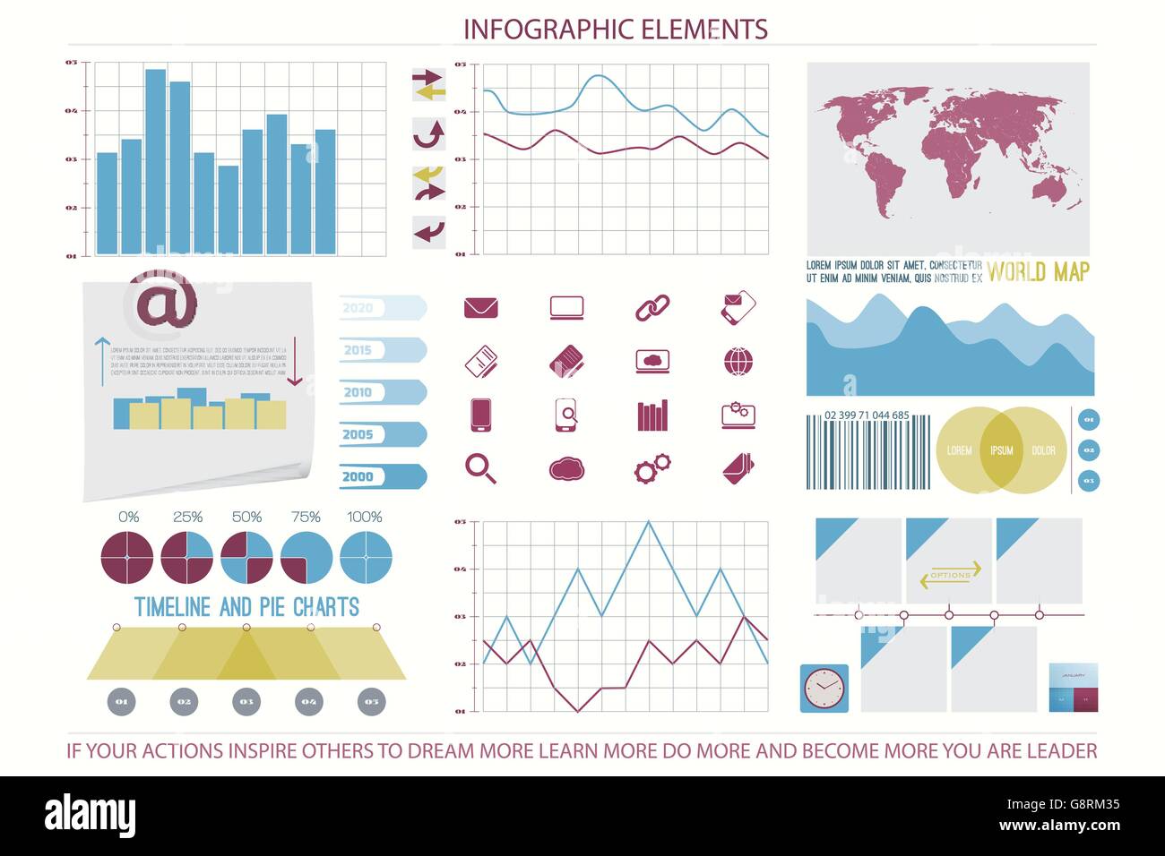 Infografik-Elemente, Web-Technologie-Symbole. Vektor Timeline Option ...
