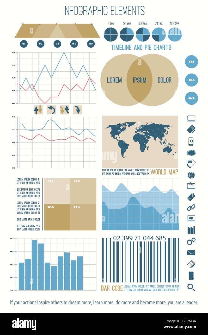 Satz von Infografik Elemente, Web-Technologie-Symbole. Vektor-Timeline ...