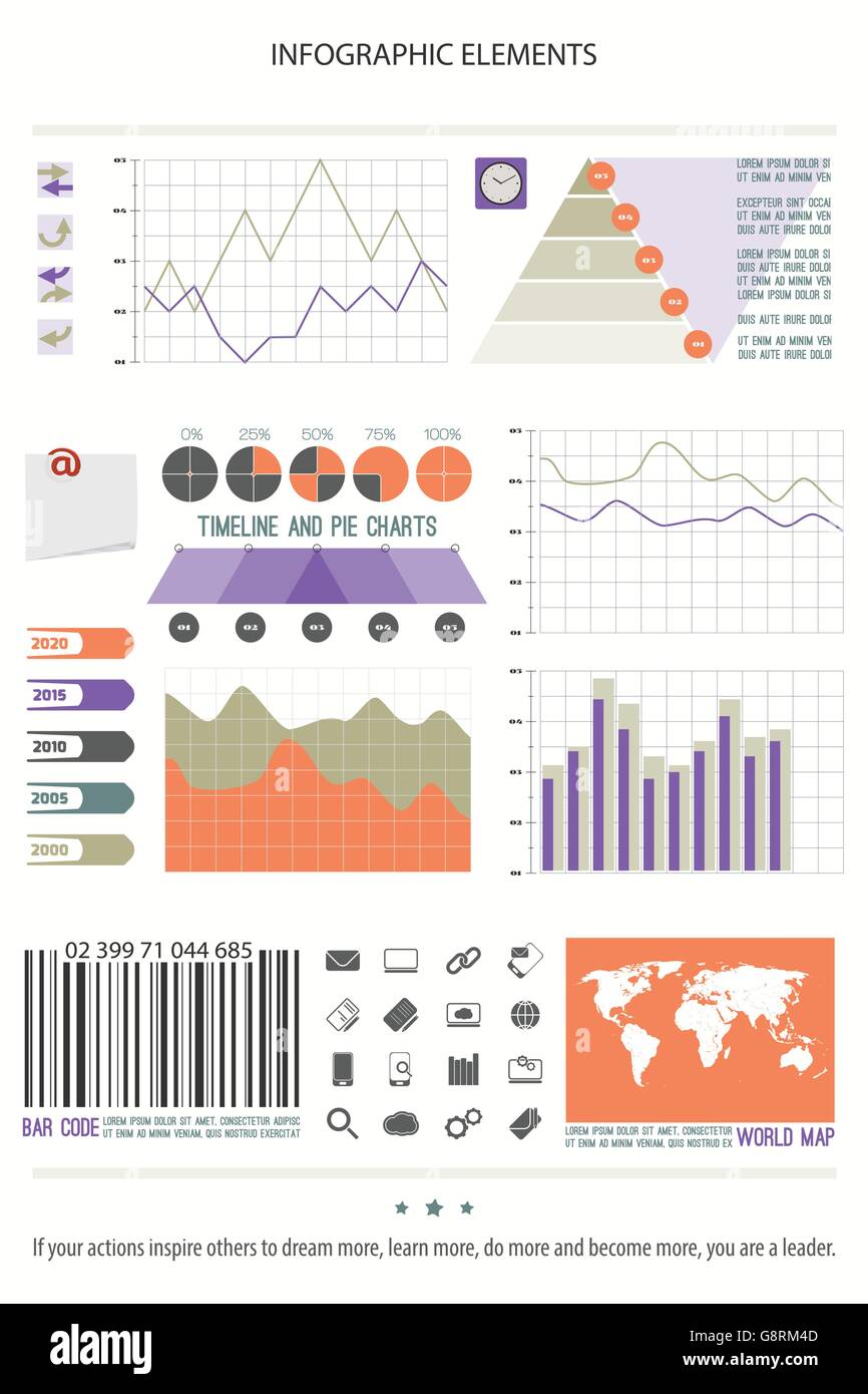 Infografik-Elemente, Web-Technologie-Symbole. Vektor-Timeline Option ...