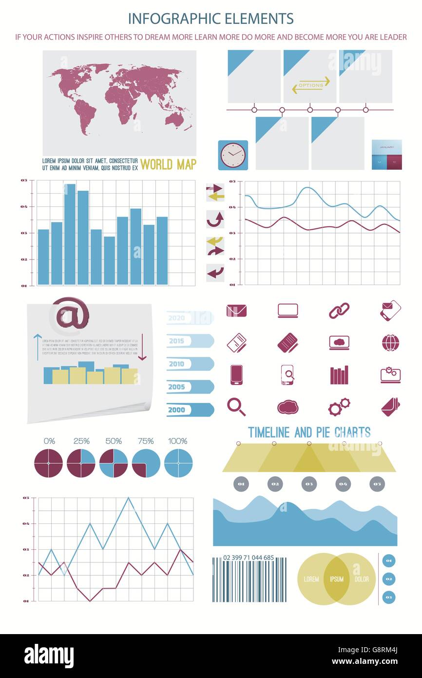 Infografik-Elemente, Web-Technologie-Symbole. Vektor-Timeline Option ...