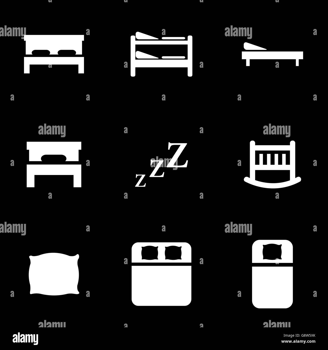 Vector weißen Bett-Icon-set Stock-Vektorgrafik - Alamy