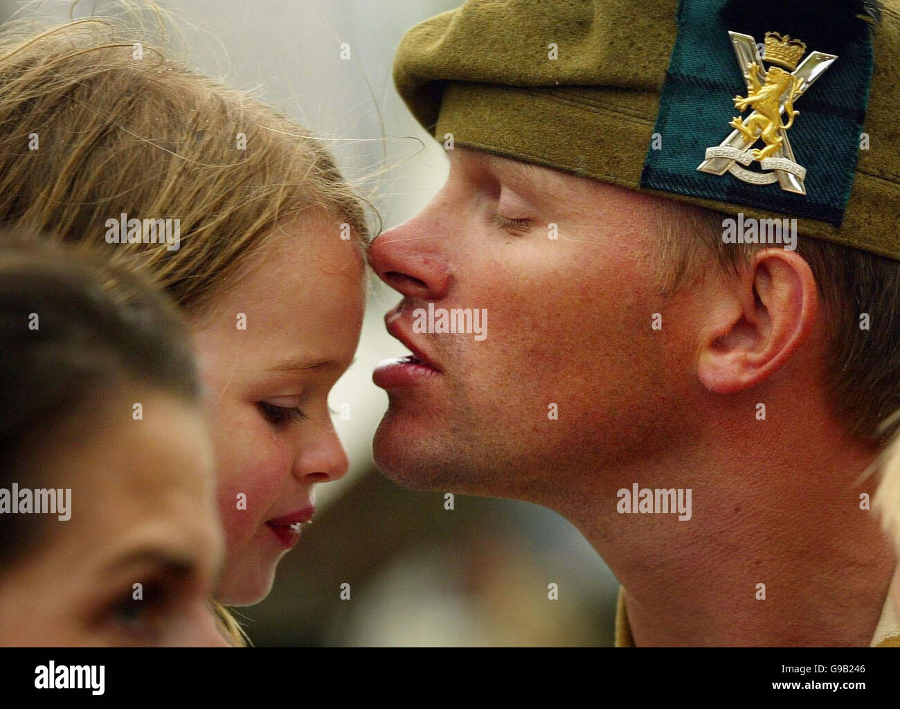 Major Nick Haston, mit seiner Tochter Cara, nachdem das Royal Scots ...