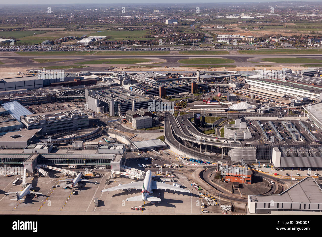 Luftbild des Flughafens London Heathrow Stockfotografie - Alamy
