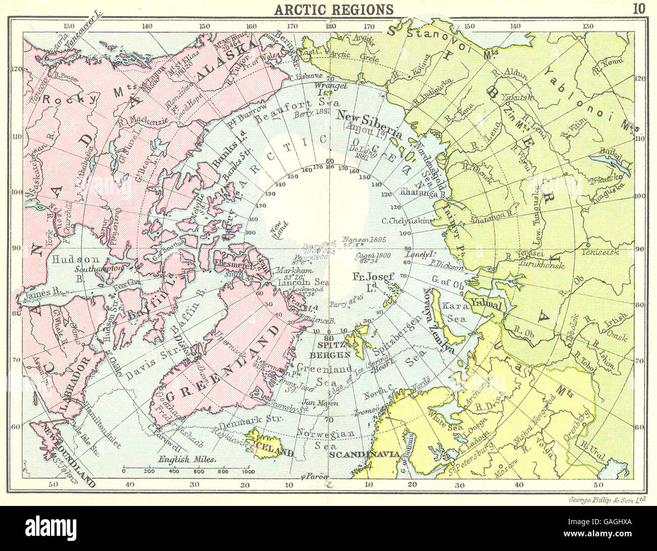 Arktis: Arktische Regionen; Kleine Karte, 1912 Stockfotografie - Alamy