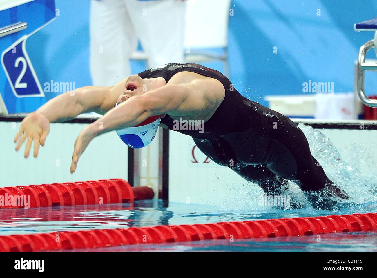 Der britische Liam Tancock startet am dritten Tag im National Aquatics ...