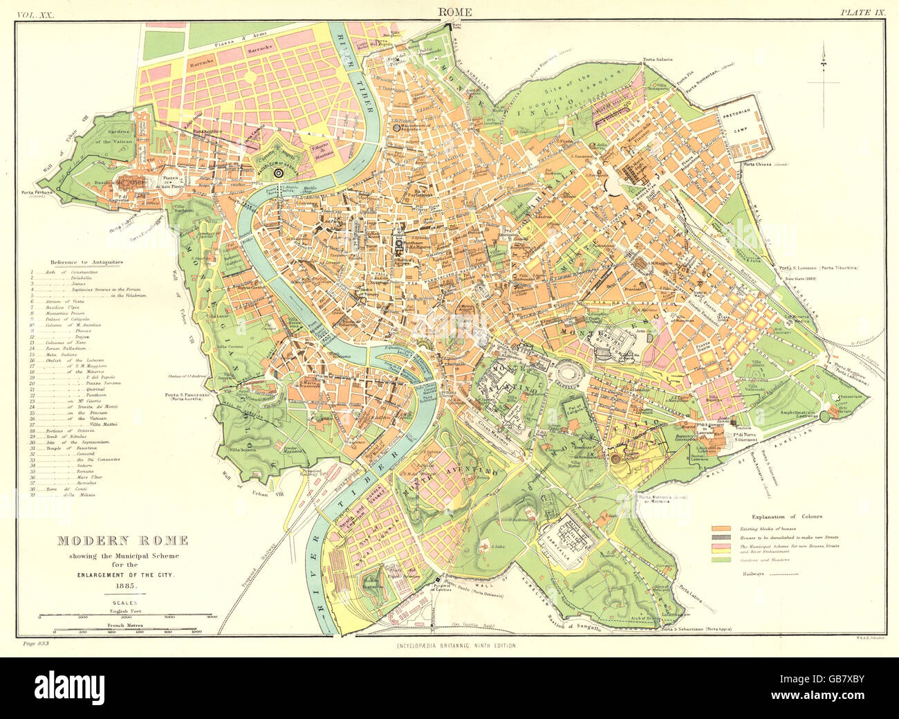 MODERNE Rom: Schema für die Erweiterung des 1885.Britannica 9. Auflage ...