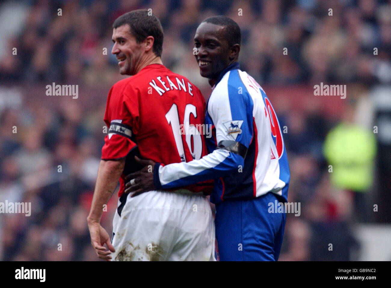 Manchester uniteds roy keane blackburn rover dwight york haben lachen ...