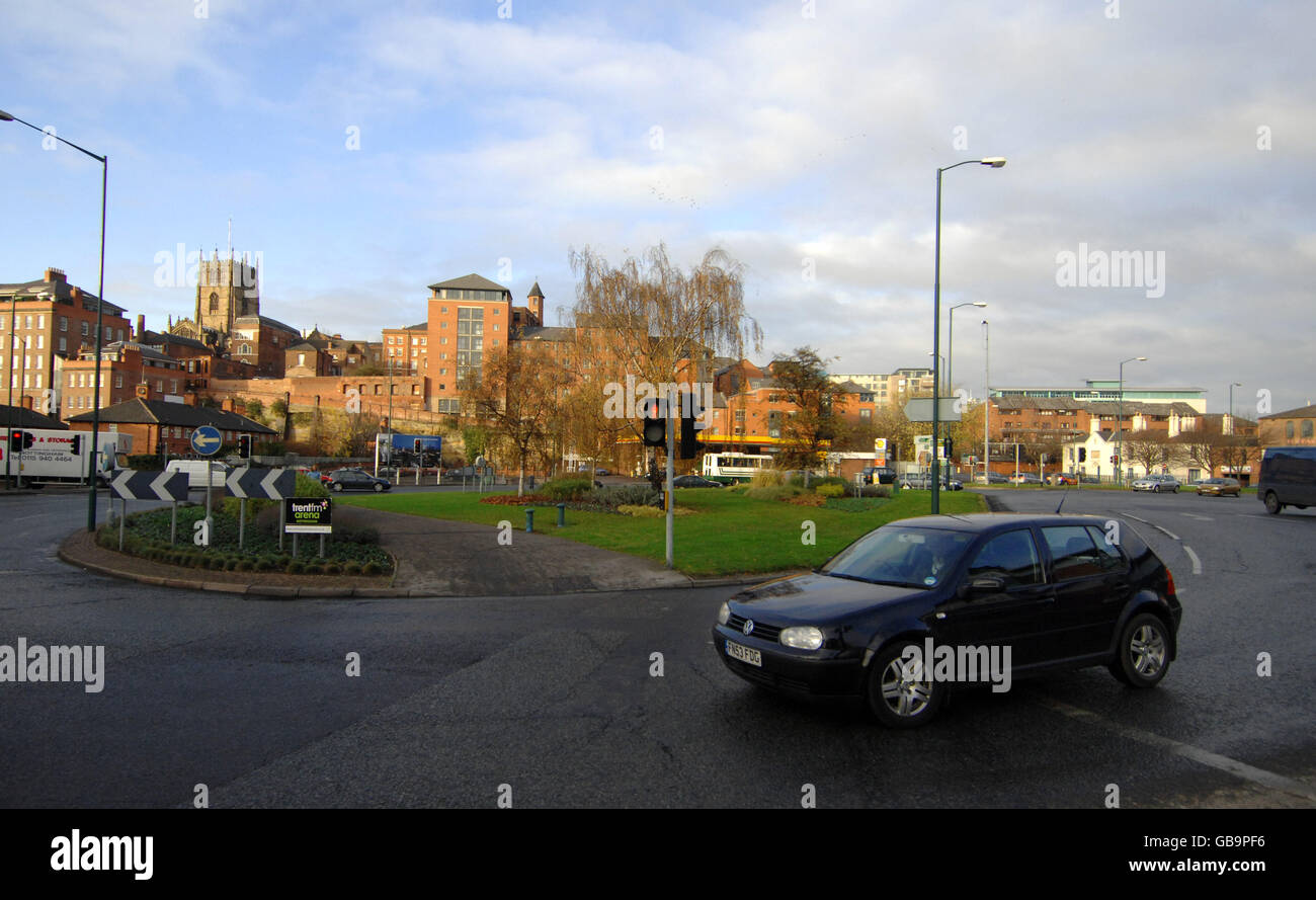 Ein blick auf den kreisverkehr der london road in nottingham -Fotos und ...