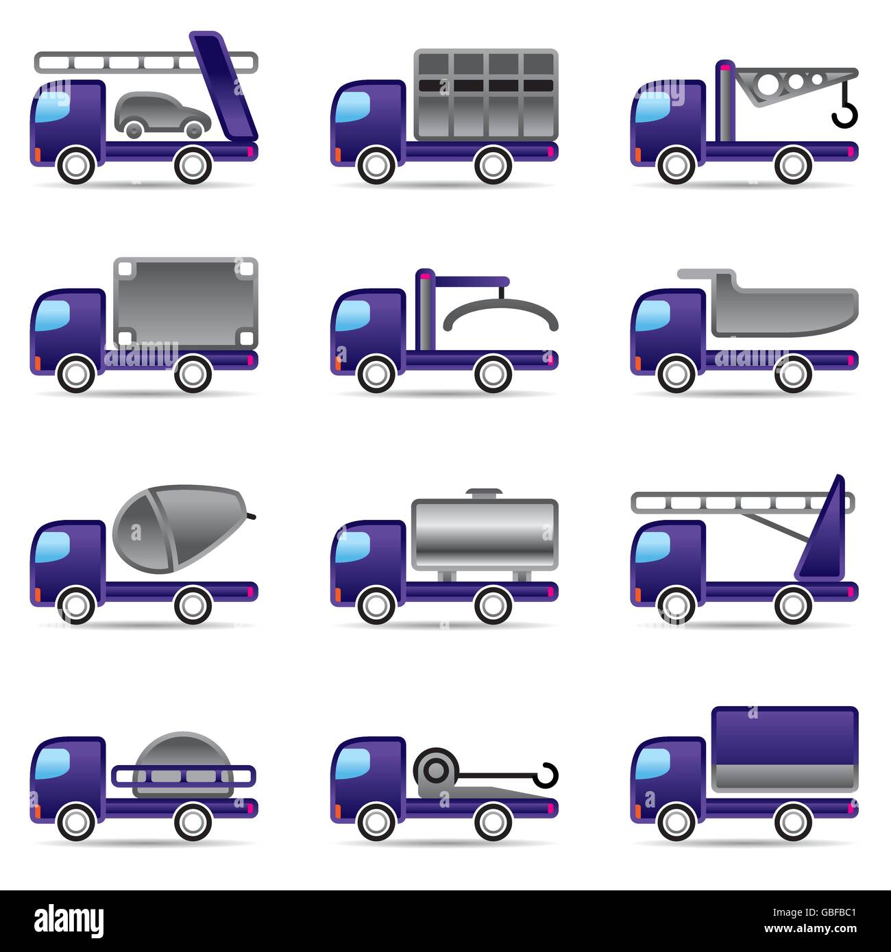 Verschiedene Arten von LKW - Vektor-illustration Stock-Vektorgrafik - Alamy