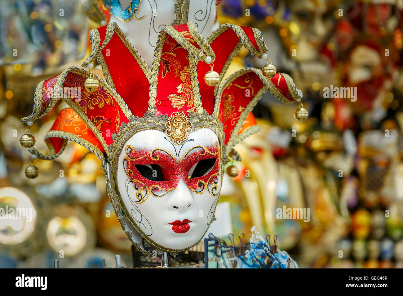 Typische Vintage venezianische Maske, Venedig, Italien Stockfotografie ...
