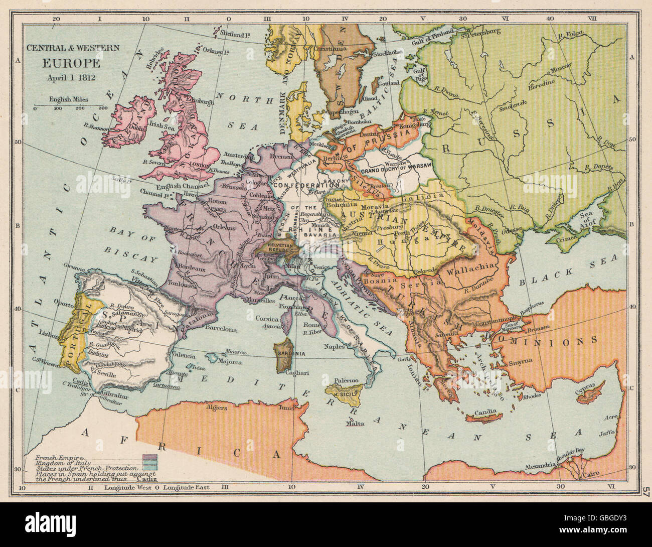 Europa 1812: Französisches Reich. Helvetischen Republik. Rheinbund ...