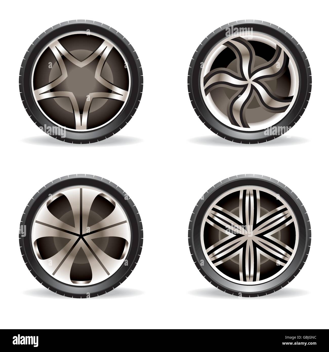Aluminium-Felgen-Set - Vektor-illustration Stock-Vektorgrafik - Alamy