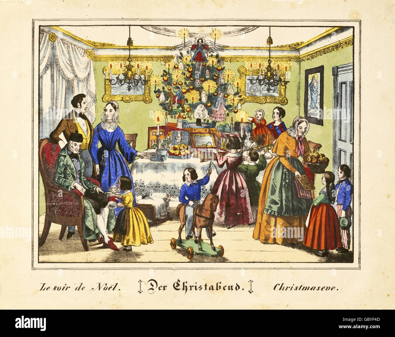 Weihnachten, Heiligabend, Zeichnung 'der Christabend' (Le soir de Noel ...