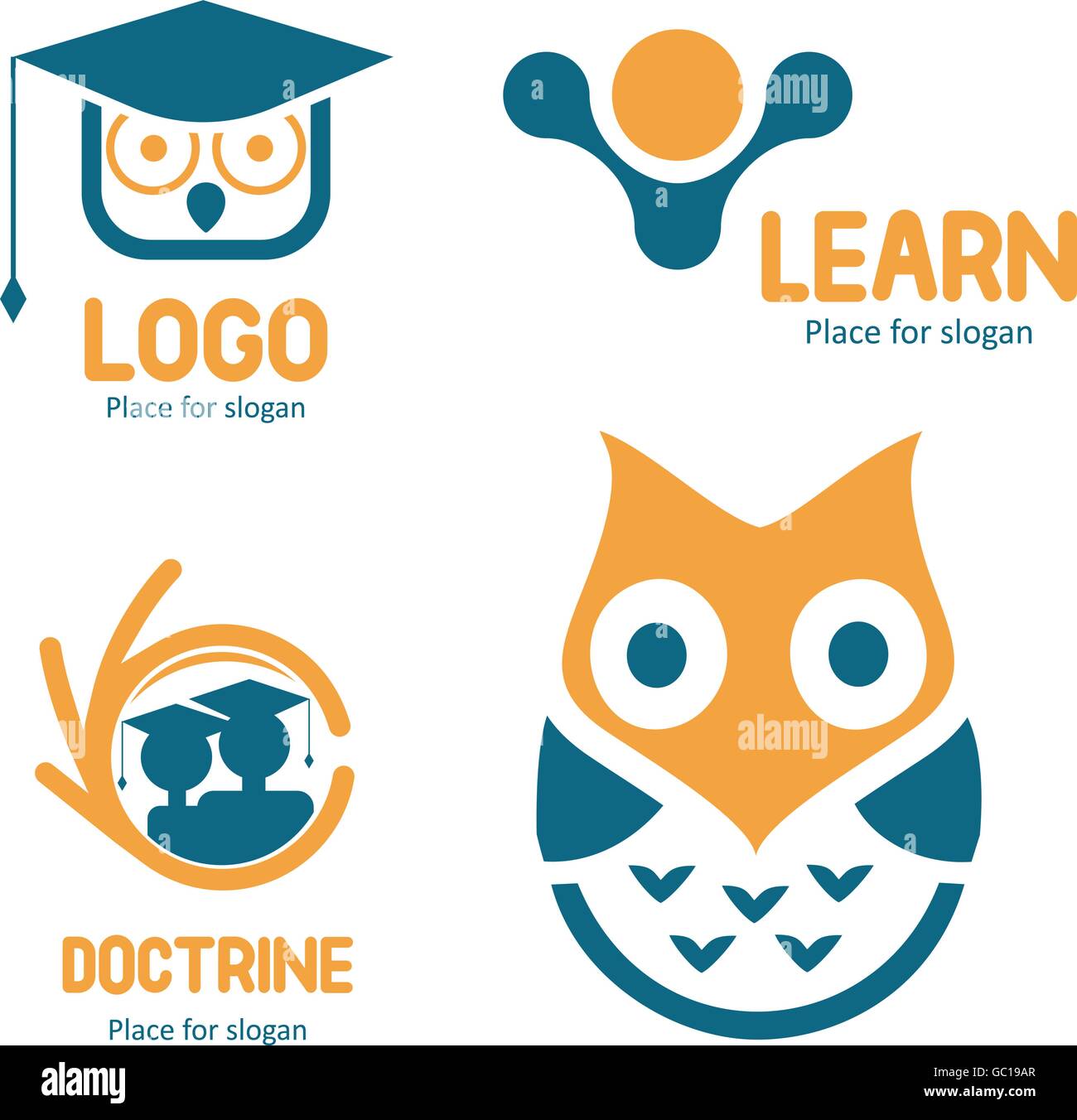 Isolierte abstrakt studieren Vektor-Logo setzen. Cartoon Charakter ... Isolierte abstrakt studieren Vektor-Logo setzen. Cartoon Charakter ...