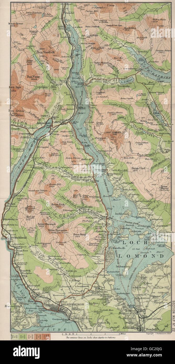 LOCH LOMOND. Trossachs Ben Lomond Helensburgh The Cobbler Balloch, 1908 ...