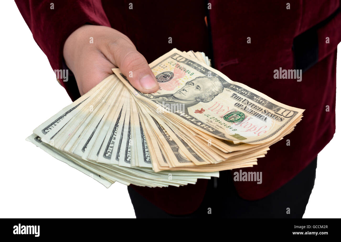 Geldscheine in der Hand hautnah Stockfotografie - Alamy