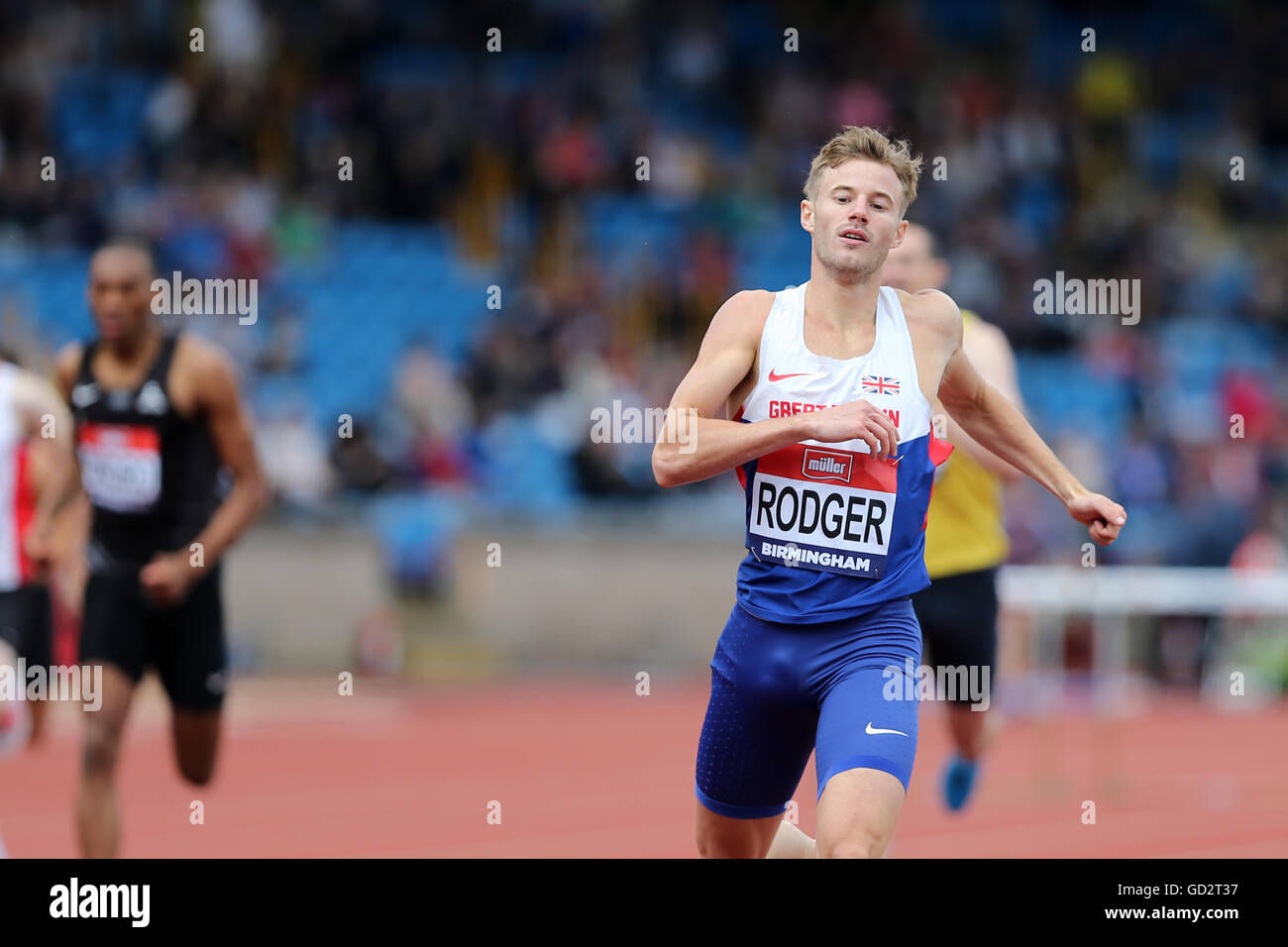 Sebastian RODGER am Ende die Männer 400m Hürden Hitze 4, 2016 British ...
