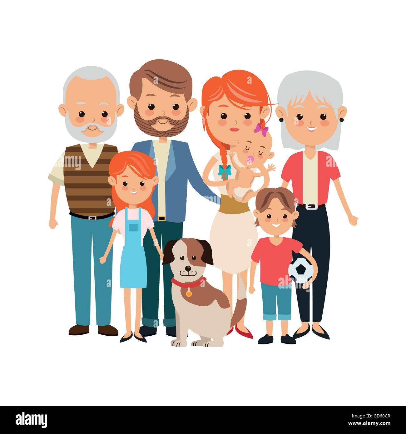 Großeltern, Eltern und Kinder-Symbol. Familie Design. Vektor-Grafik ...