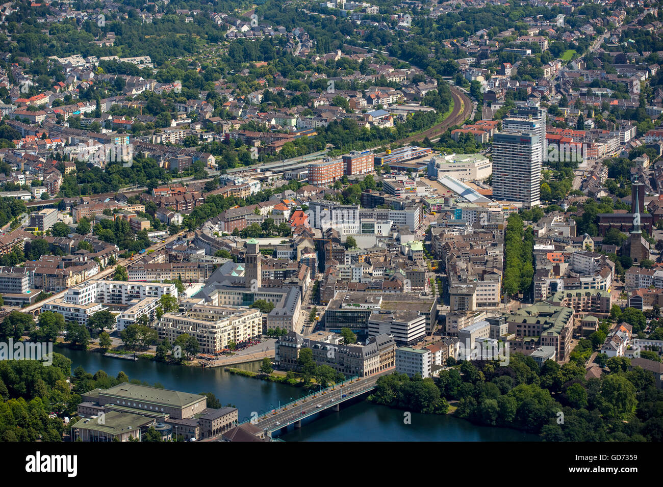 Luftaufnahme, Ruhrbania und Mülheim ein der Ruhr-Stadt Zentrum, Mülheim ...
