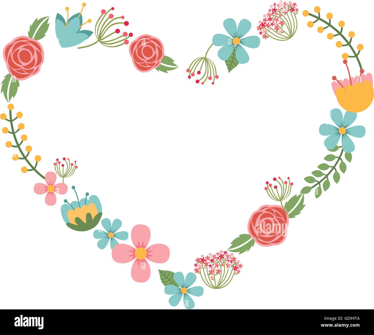 Blumenkranz Herz isoliert Icon-design Stock-Vektorgrafik - Alamy