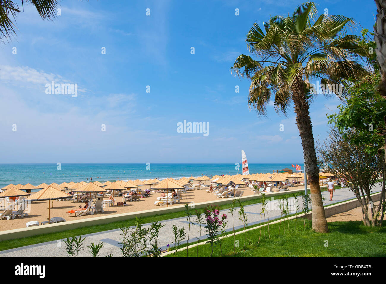 Strand von Side, türkische Riviera, Türkei Stockfotografie - Alamy