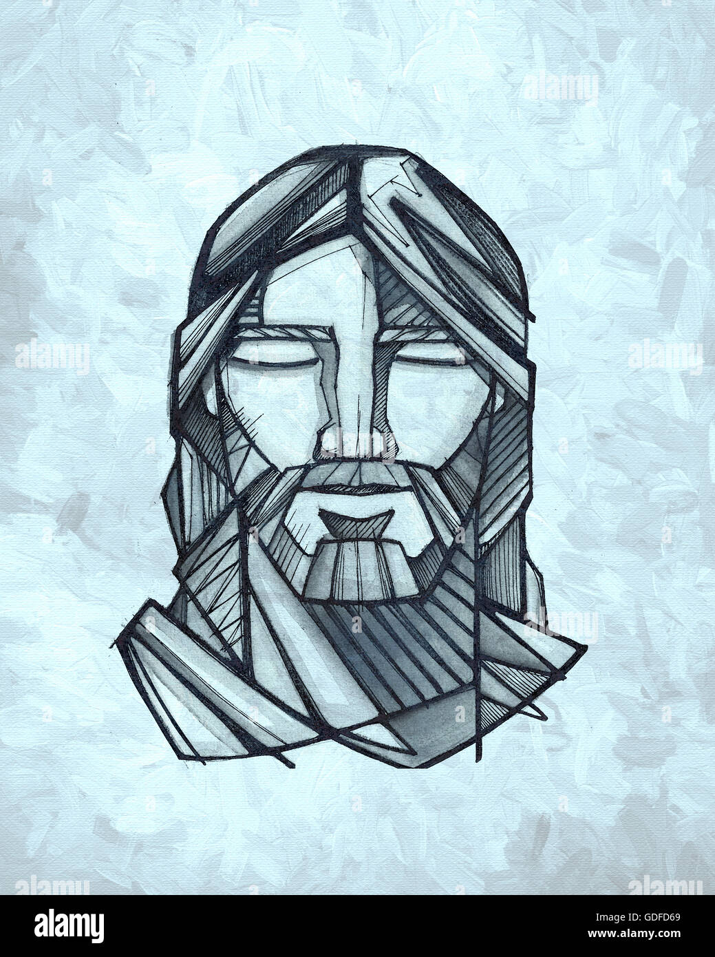 Handgezeichnete Illustrationen oder Zeichnung von Antlitz Jesu Christi ...