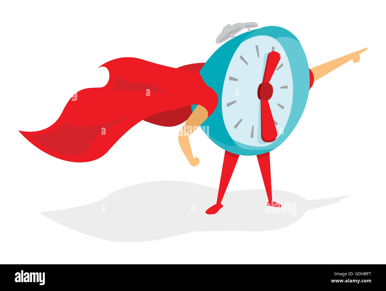 Comic-Illustration der Zeit super-Helden oder Wecker mit Umhang ...