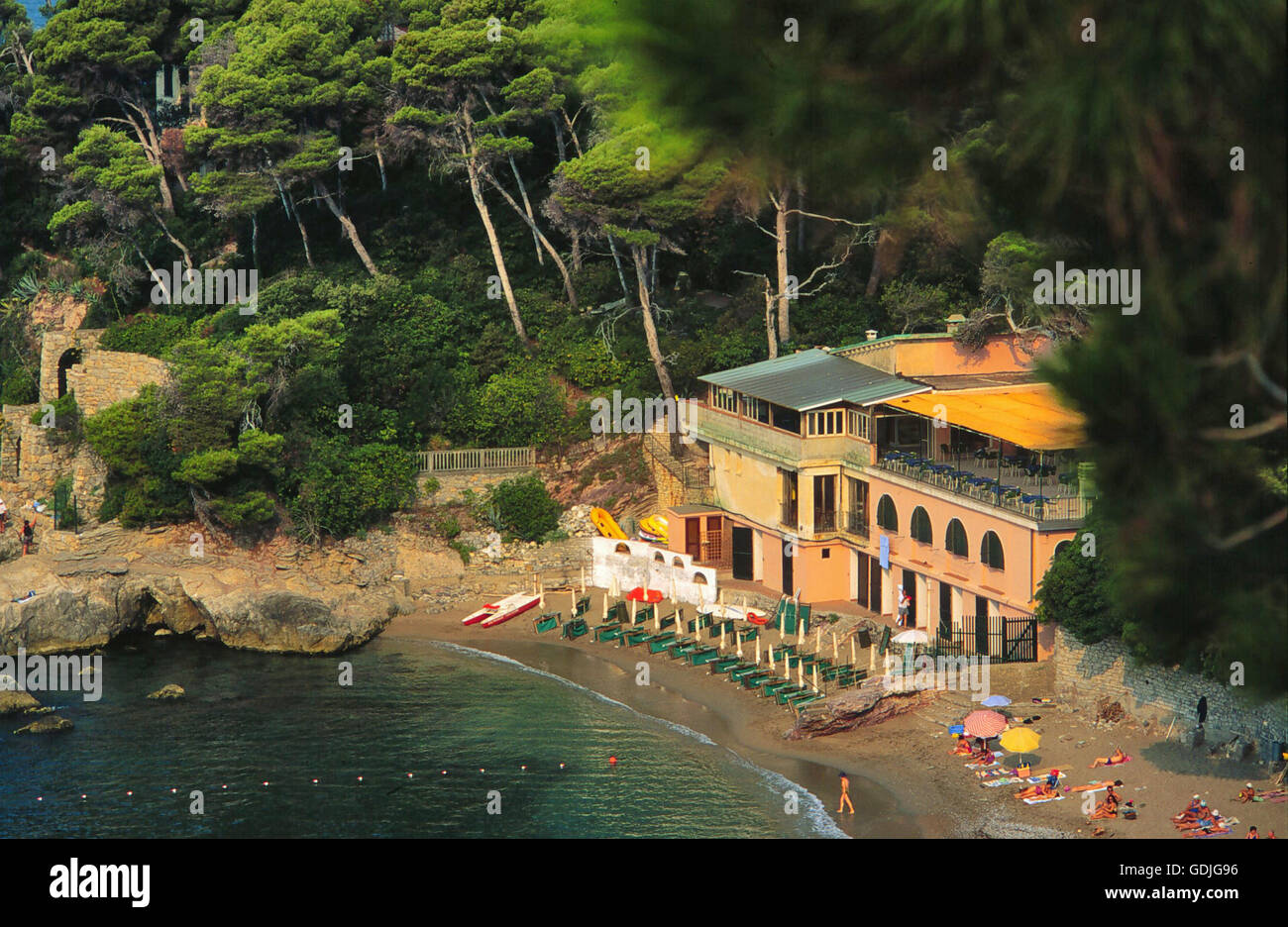 Fiascherino Strand, in der Nähe von Lerici Stadt (La Spezia, Ligurien ...