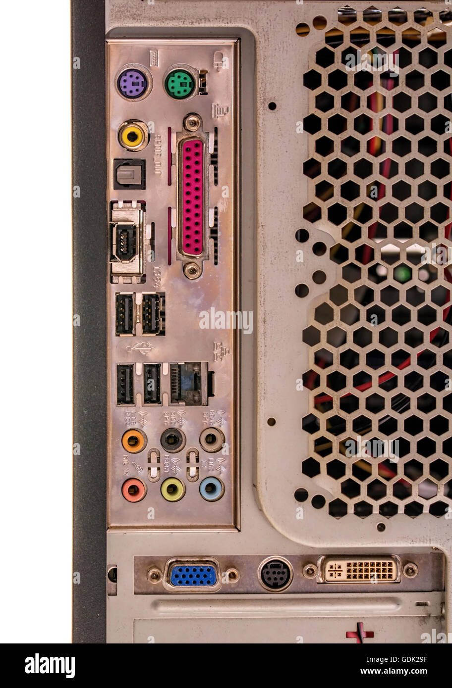 alte Generation Computer-Ansicht der Box hinten Plugins, Technologie ...