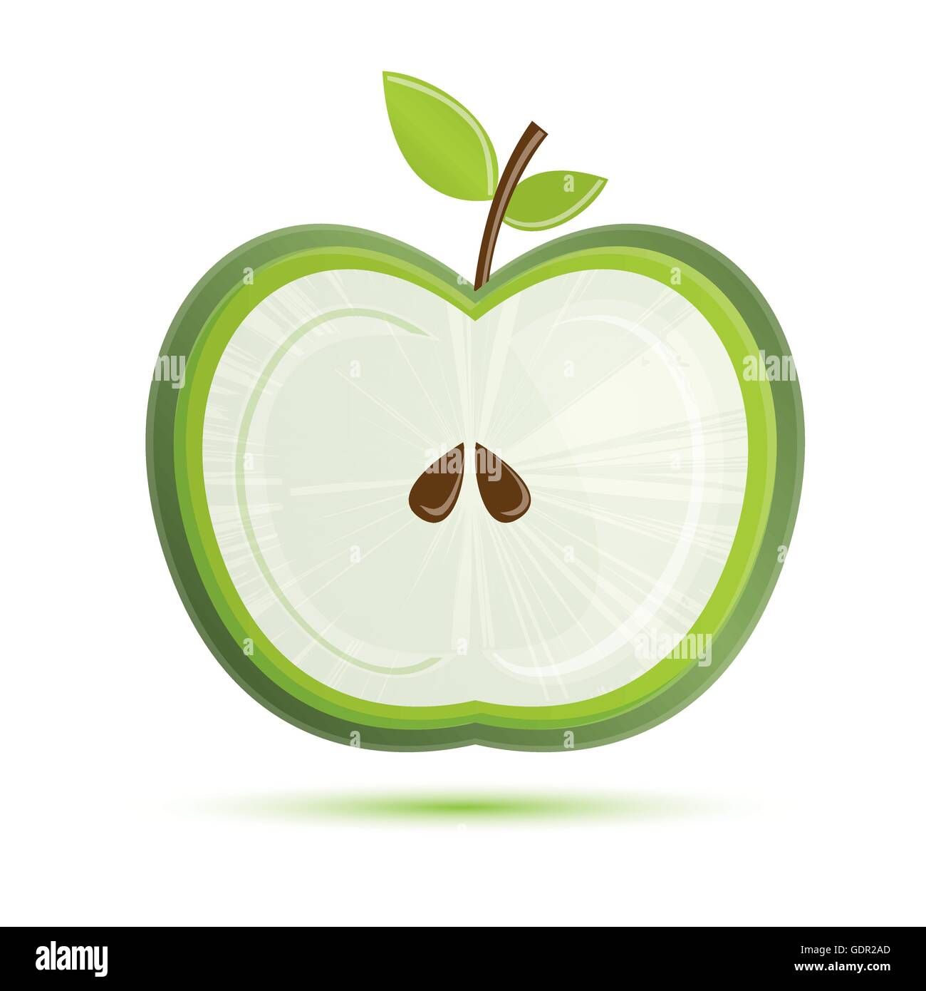 Grüner Apfel, Isolated on White Background. Vektor-Illustration Stock ...