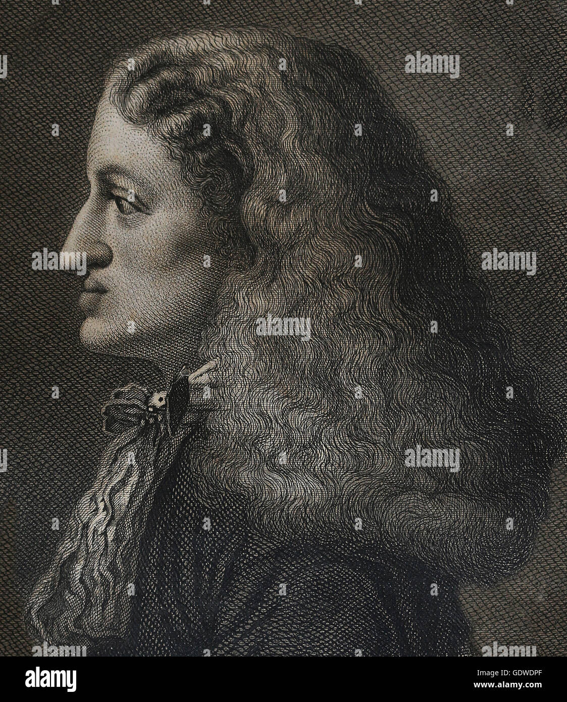 König Karl II. von Spanien (1661-1700). Porträt. Kupferstich, 19 ...