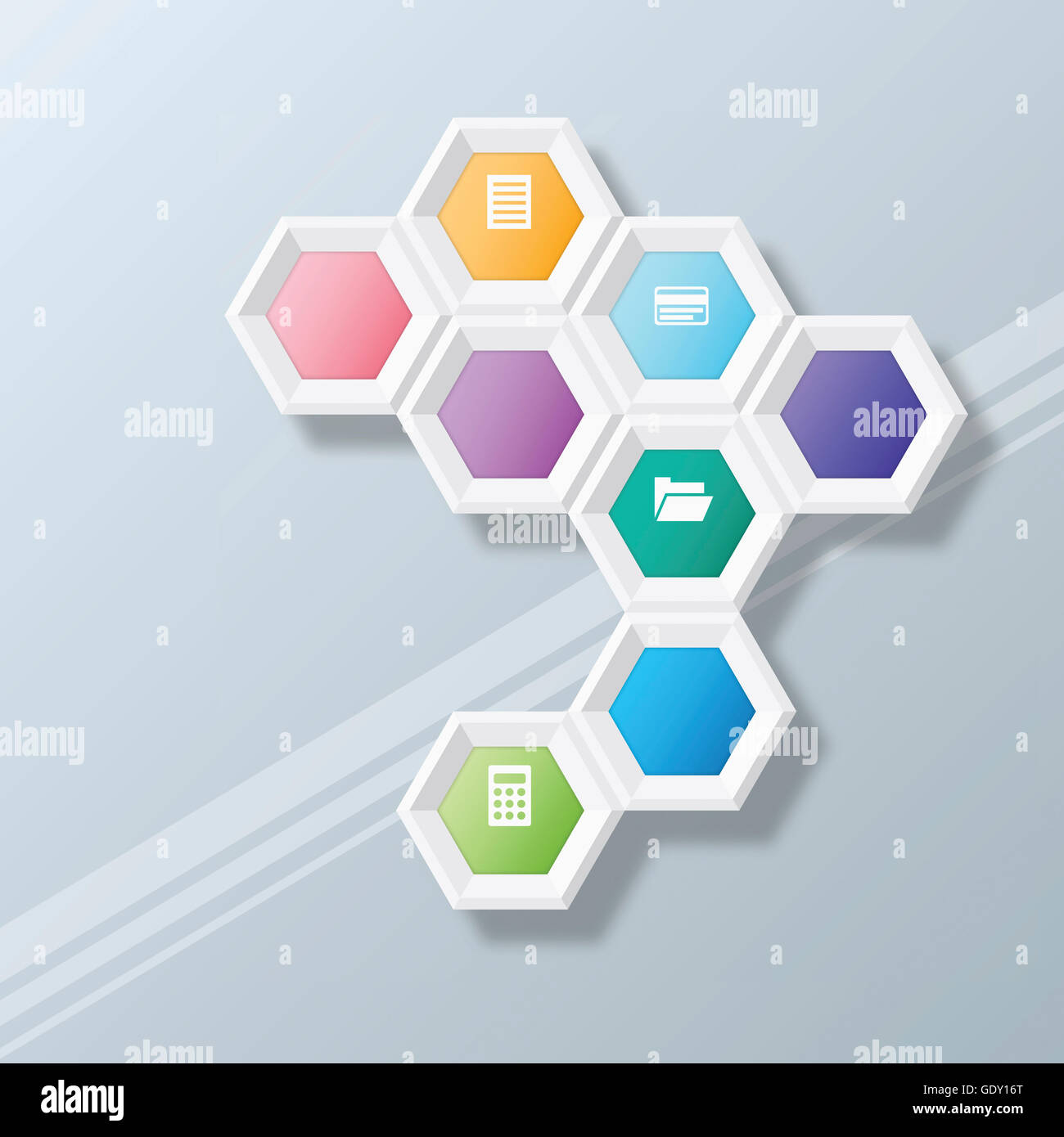 Infografik-Diagramme von Sechsecken und Symbole Stockfotografie - Alamy