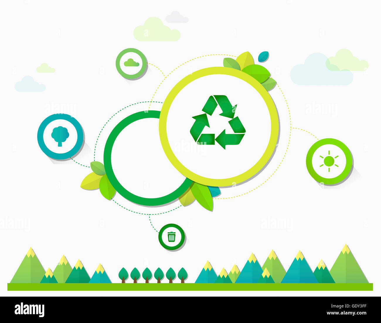 Infografik-Diagramme von Kreisen und Symbole, die im Zusammenhang mit ...
