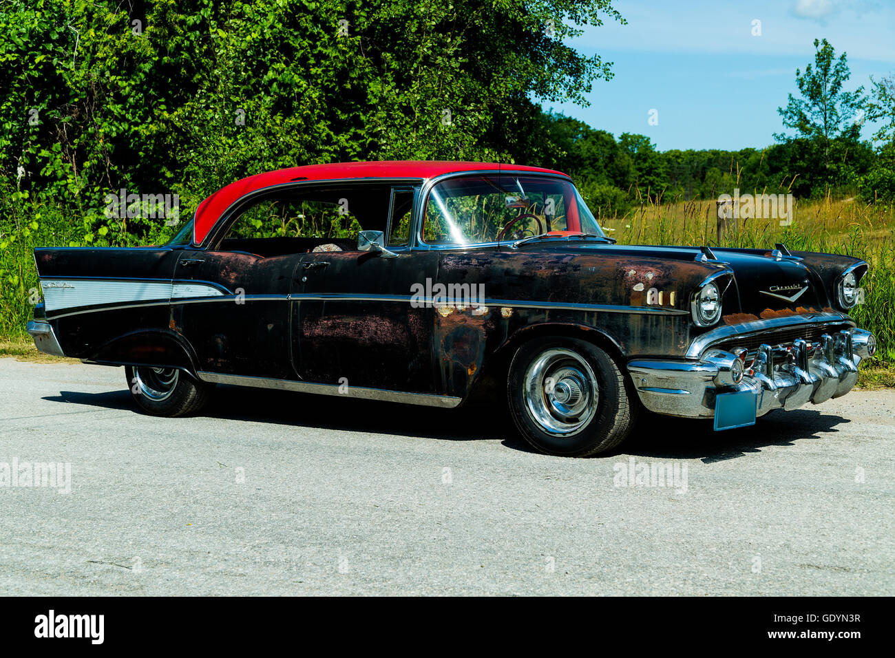 1957 Chevrolet Bel Air 4 Door Hard Top Rat Rod Stockfotografie - Alamy