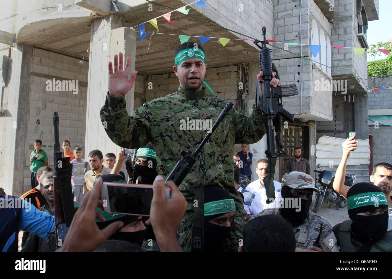 Rafah, Gaza-Streifen, Palästinensische Gebiete. 25. Juli 2016. Befreite ...