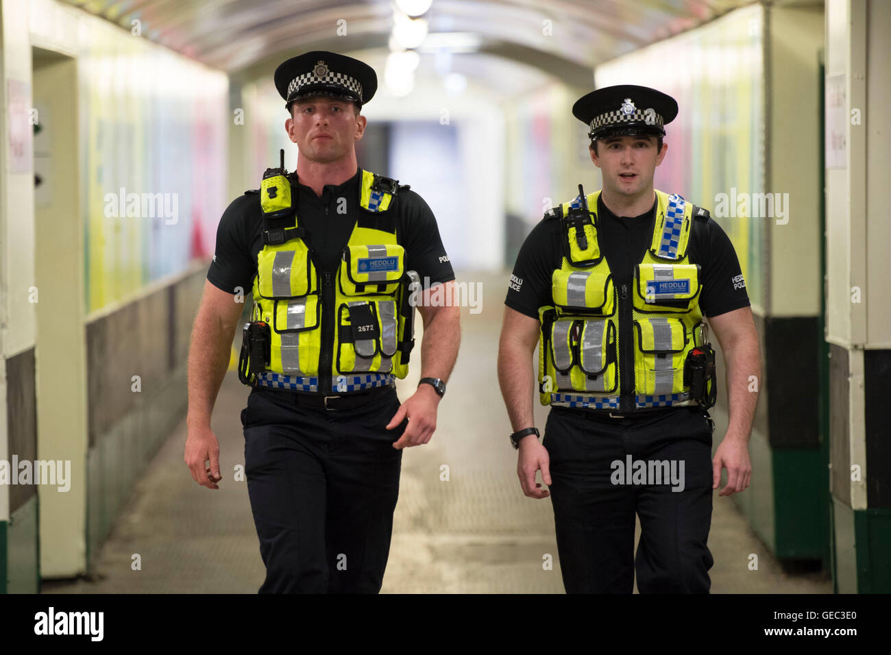 British Transport Police (BTP) bei Cardiff Railway Bahnhof in Cardiff ...