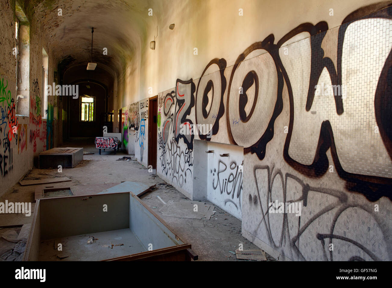 Ruine einer verlassenen Irrenhaus in Mombello, Limbiate, Italien ...