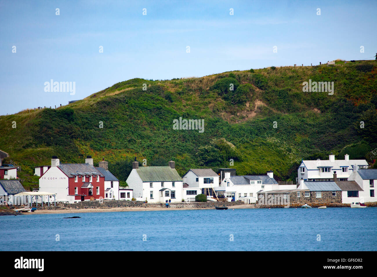 Porthdinllaen Strand, Morfa Nefyn Front mit Ty Coch Pub am Strand ...