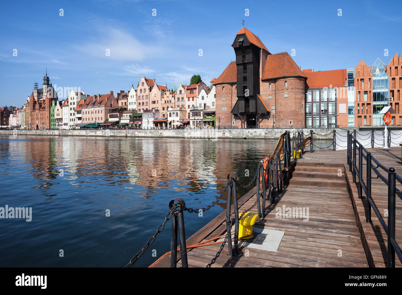 Malerische Stadt Danzig ich Polen, Mottlau Kai, Skyline der Altstadt ...