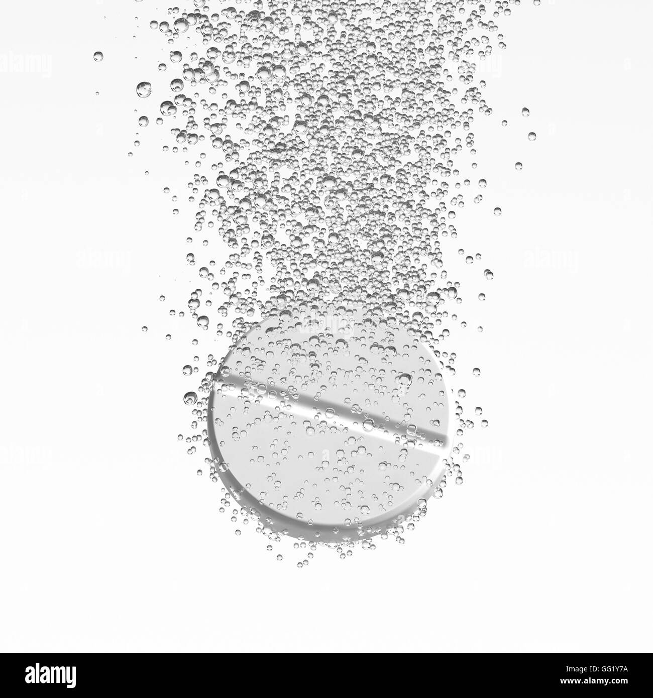 Brausetabletten Medizin. Sprudelnde Tablette auflösen. Weiße Runde ...