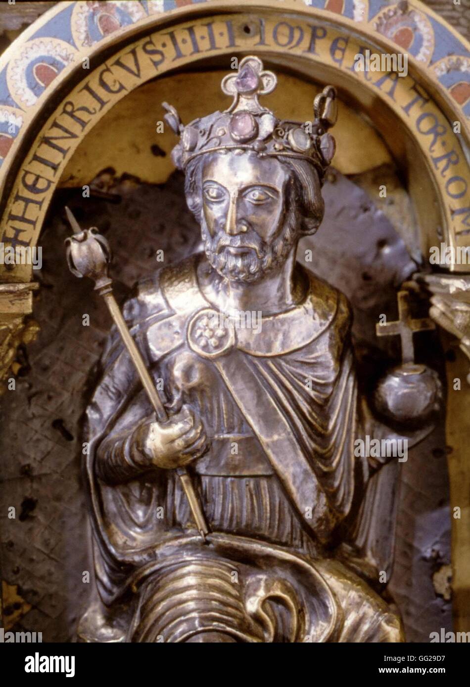 Aachener Schatz die Karl dem großen Reliquiar ca. 1215. Detail: Heinrich IV. von Deutschland ...